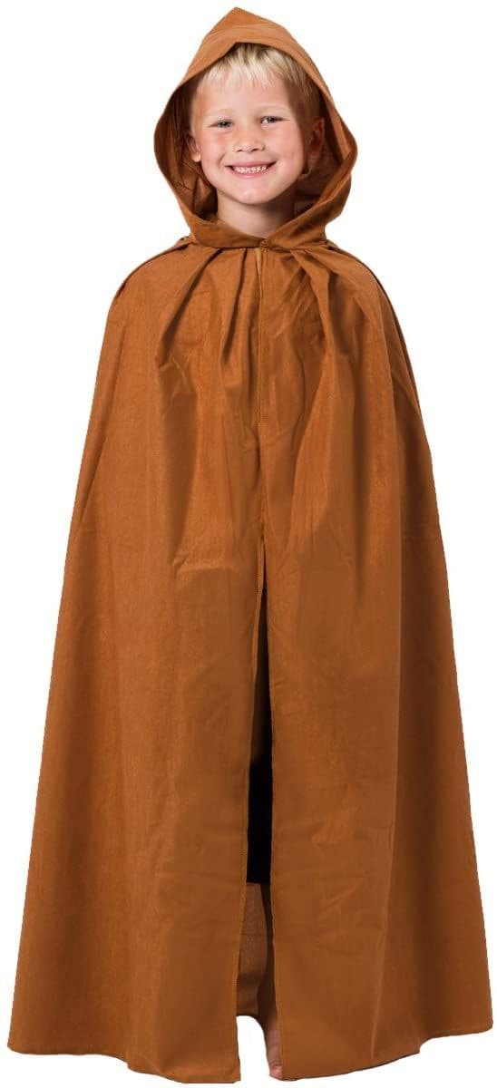 Childrens Light Brown Tan Hooded Cloak Costume